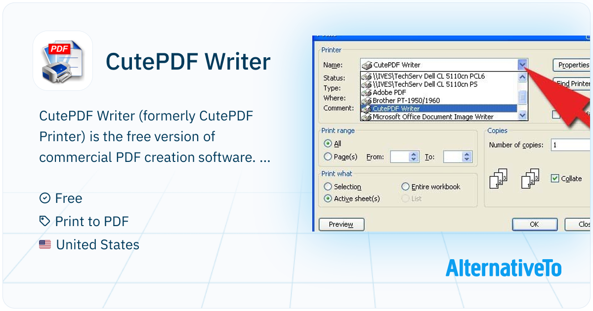 CutePDF Writer: (formerly CutePDF Printer) is the | AlternativeTo