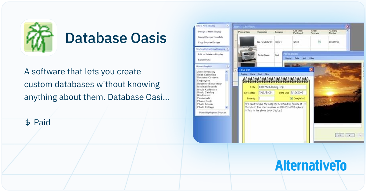 Database Oasis: A software that lets you create custom databases ...