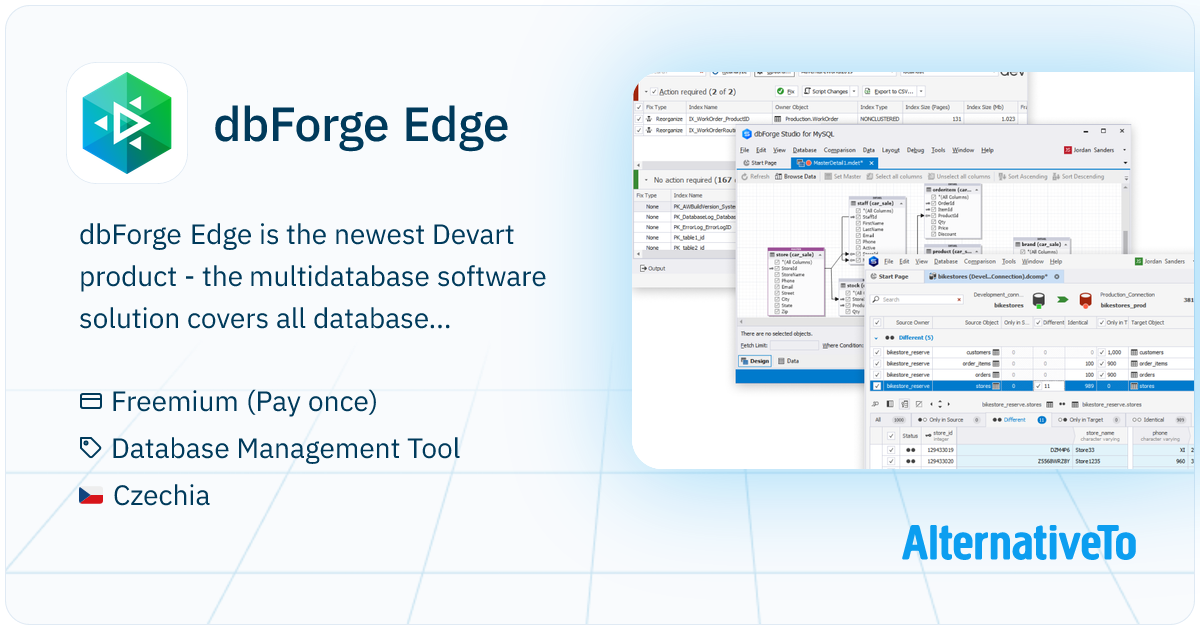 dbForge Edge: Multi-DBMS design, coding tools, queries, import/export ...