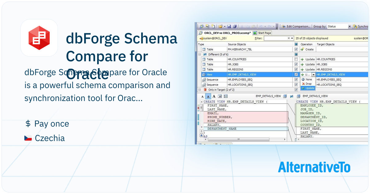 dbForge Schema Compare for Oracle: Powerful | AlternativeTo
