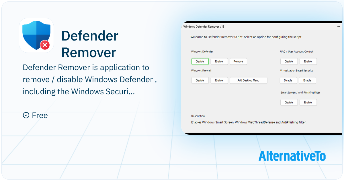 Defender Remover: A tool which is uses to remove Windows Defender in ...