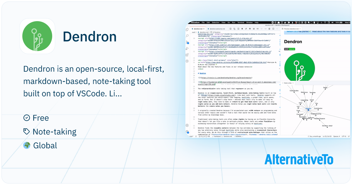 Dendron: Open-source, local-first, markdown-based, note-taking tool ...