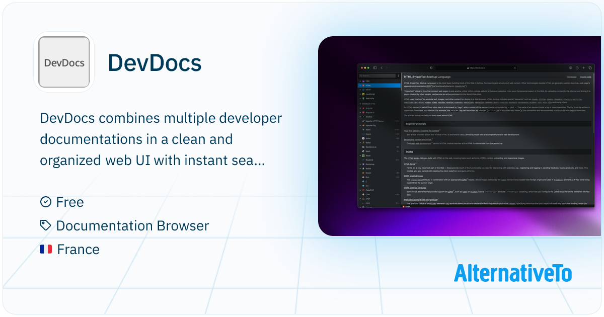 DevDocs: Unified search and offline access for developer docs | AlternativeTo