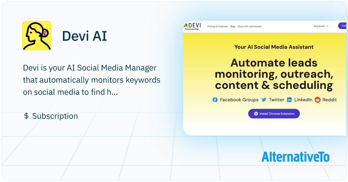 Devi AI: Monitor social media to get high-intent leads | AlternativeTo