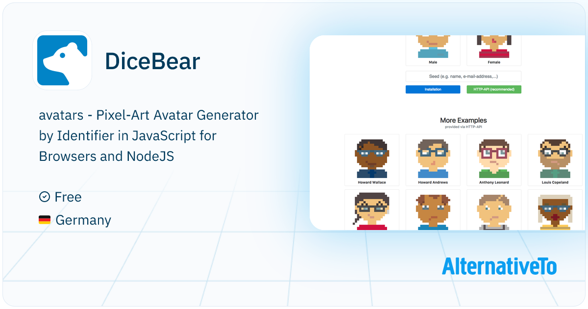 DiceBear: Pixel-Art Avatar Generator and -Provider by Identifier/Hash ...