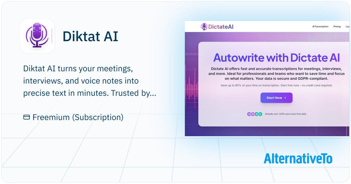 Diktat AI: Fast, Accurate, Secure Transcriptions | AlternativeTo