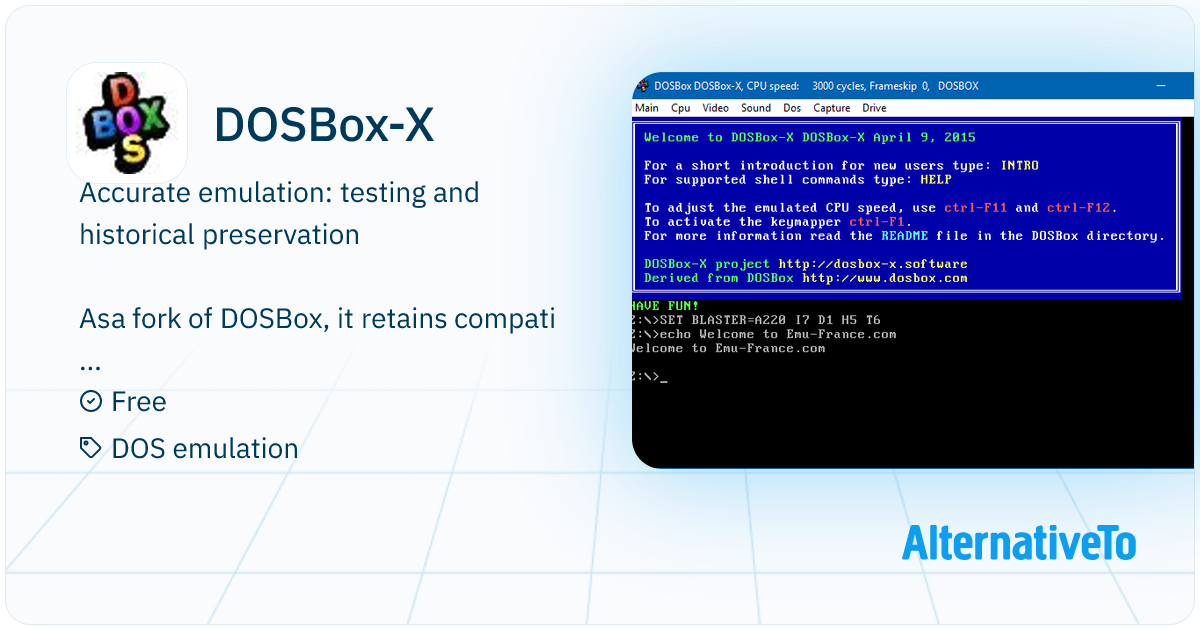 DOSBox-X: Fork of DOSBox that expands its PC hardware emulation (from ...