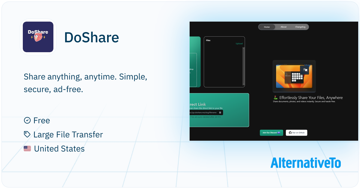 DoShare: Share anything, anytime. Simple, secure, ad-free | AlternativeTo