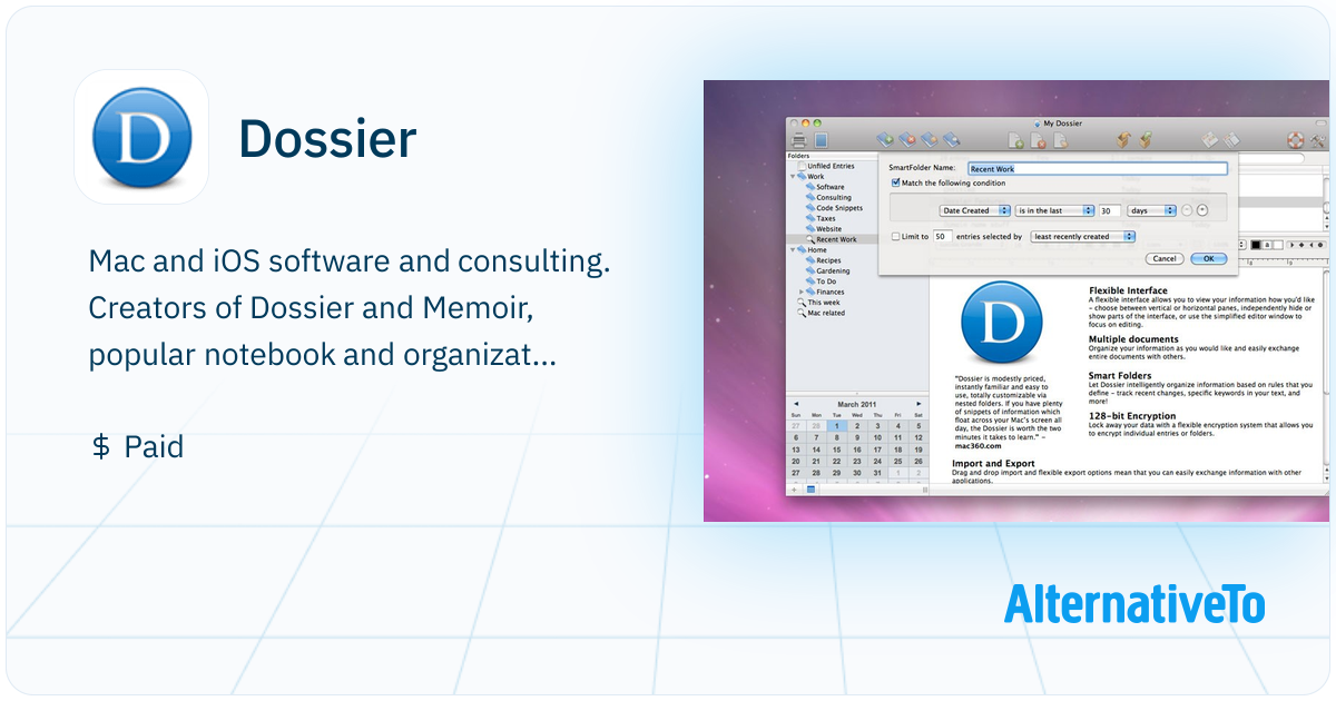 Dossier: Mac and iOS software and consulting | AlternativeTo