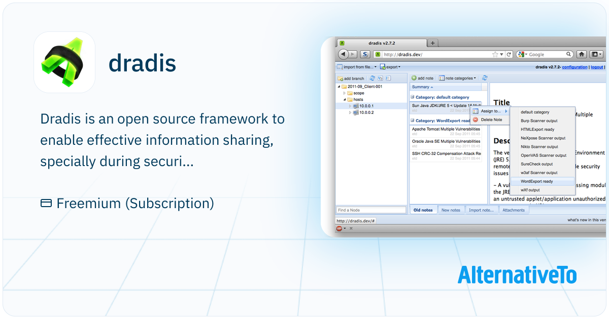 dradis: Dradis is an open source framework to enable | AlternativeTo