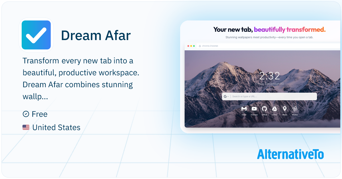 Dream Afar: Beautiful new tab with stunning wallpapers, productivity ...