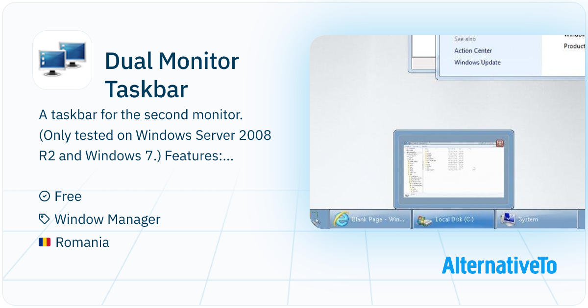 Dual Monitor Taskbar: A taskbar for the second monitor. | AlternativeTo