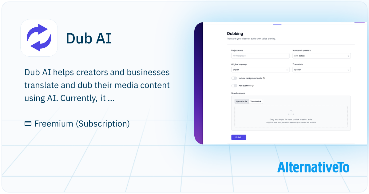 Dub AI: Translate and dub your videos in minutes with AI | AlternativeTo