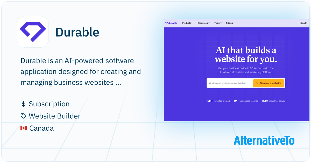 Durable: AI-powered instant websites, payments, CRM, and admin tools ...