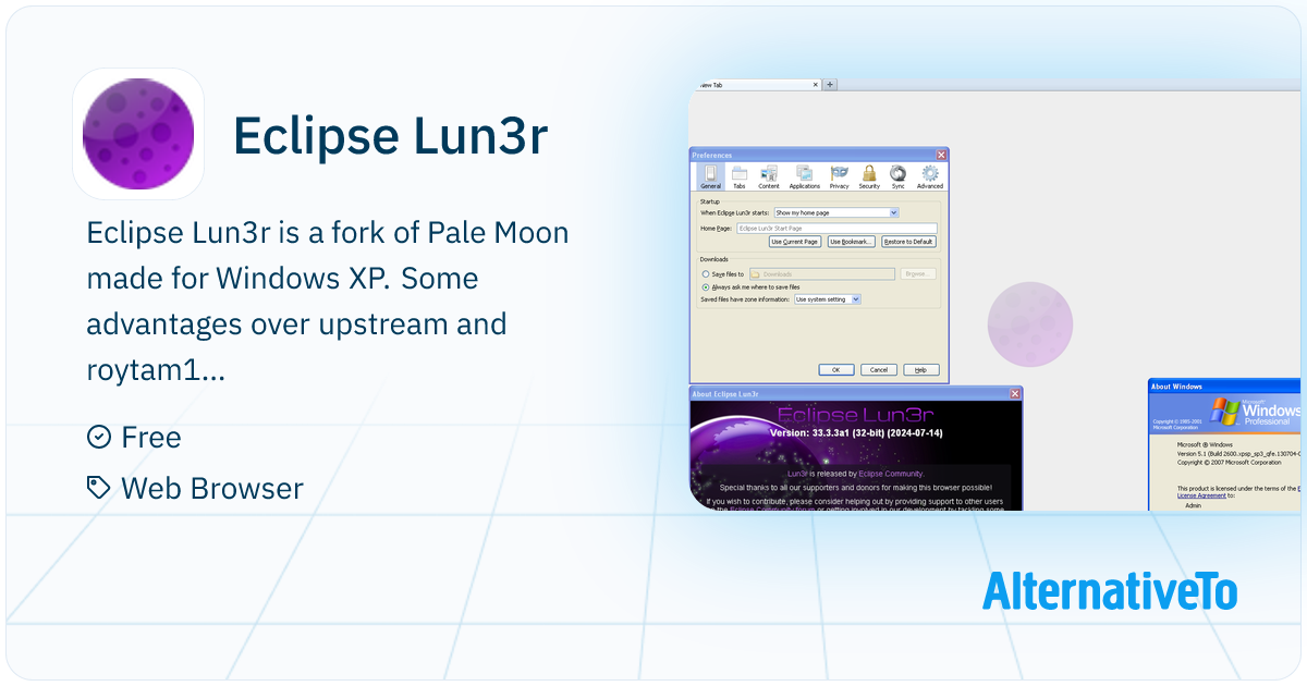 Eclipse Lun3r: A fork of Pale Moon with Windows XP support and more ...