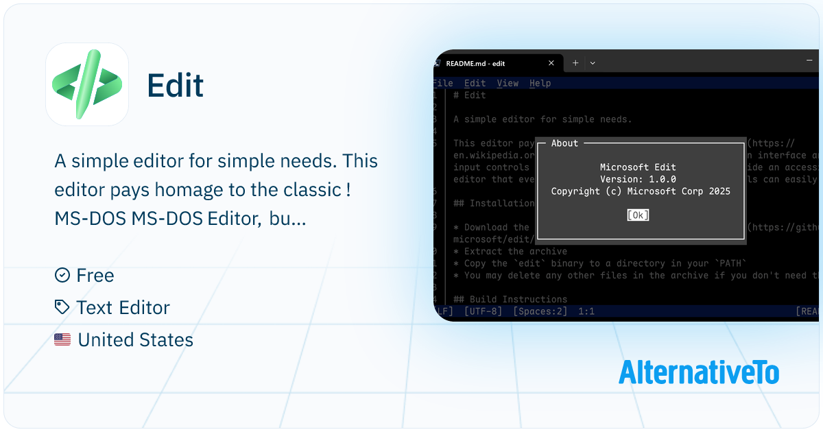 Edit: Open-source command-line editor for Windows with modern controls ...
