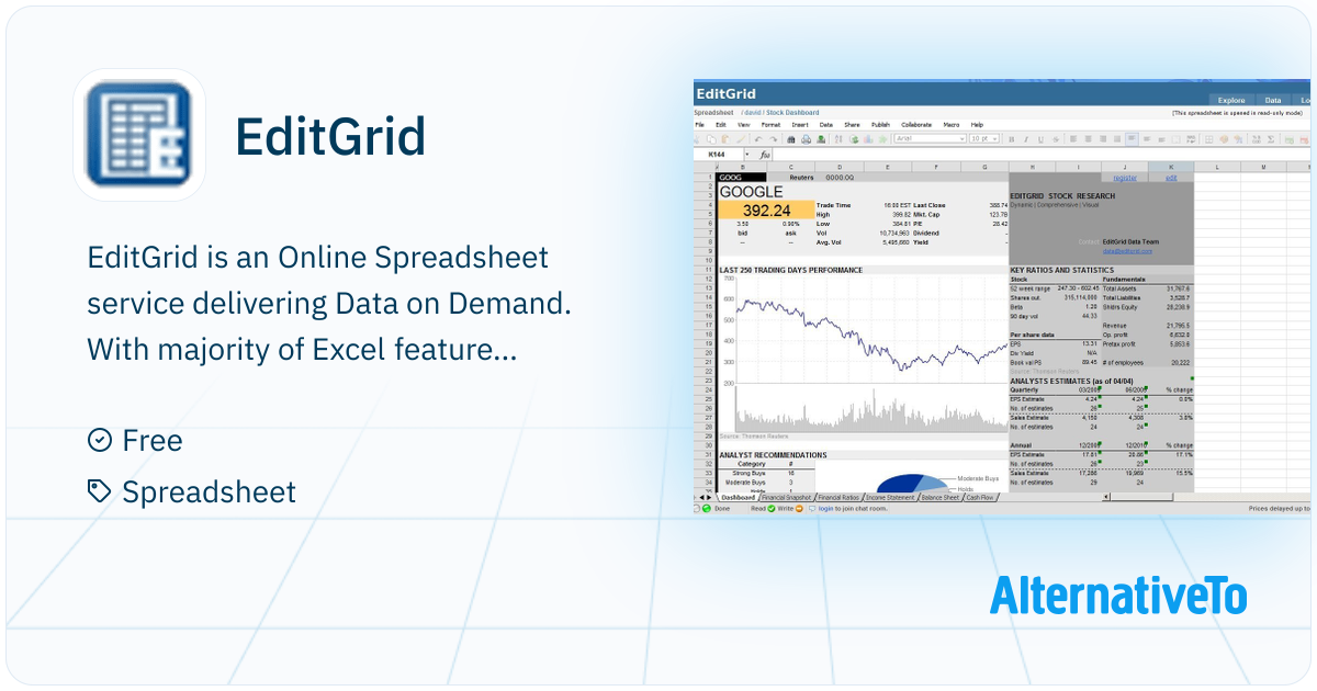 EditGrid: Online Spreadsheet service | AlternativeTo
