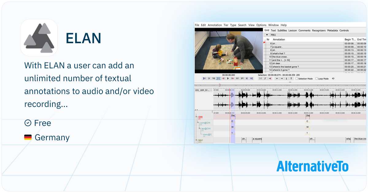 ELAN: Annotation tool for audio and video recordings | AlternativeTo