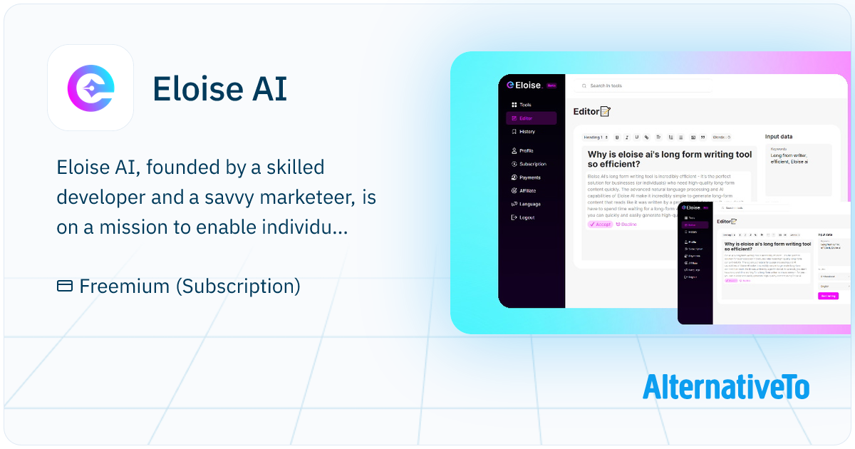 Eloise AI: AI writing tool that includes an advanced editor and a lot ...