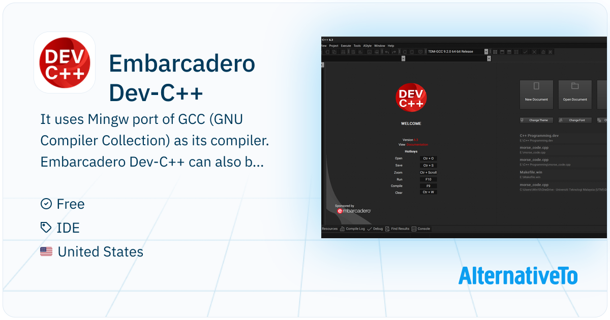 Embarcadero Dev-C++: New and improved fork (sponsored by Embarcadero ...