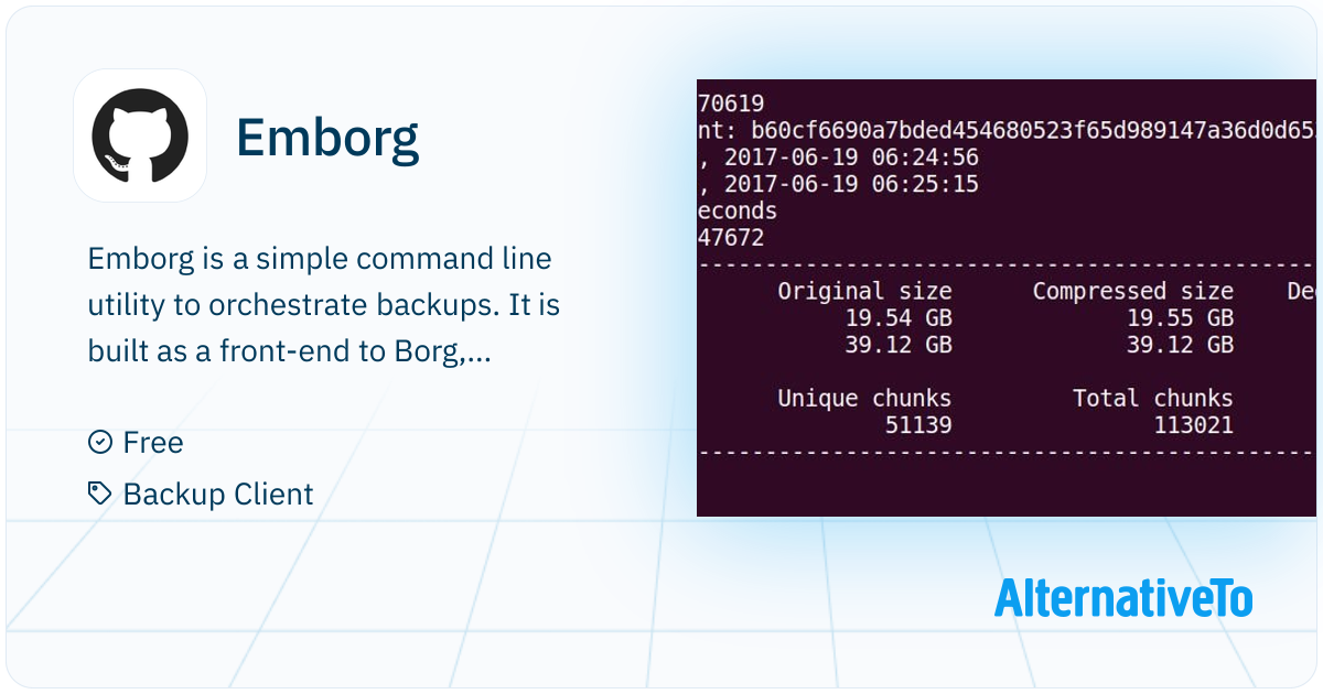 Emborg: Interactive command line interface to Borg Backup | AlternativeTo