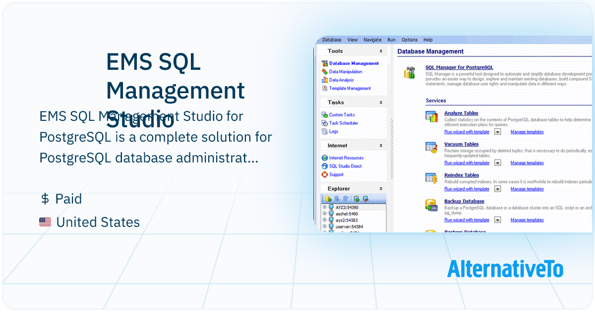 EMS SQL Management Studio: For PostgreSQL is a | AlternativeTo