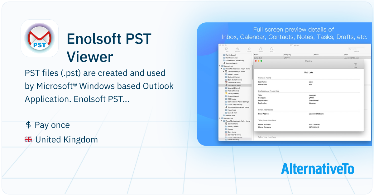 Enolsoft PST Viewer: PST files (* | AlternativeTo