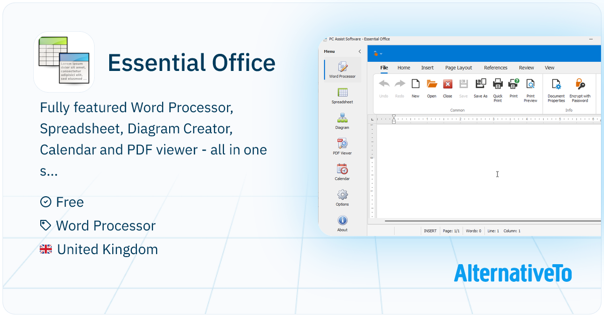 Essential Office: Fully featured Word Processor, Spreadsheet, Diagram ...