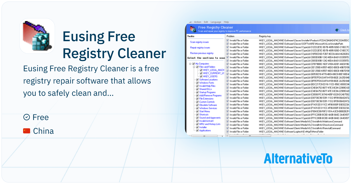 Eusing Free Registry Cleaner: Free registry | AlternativeTo