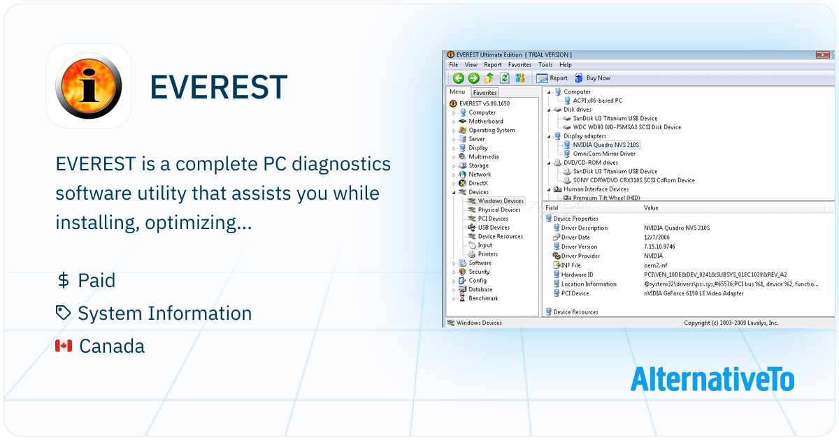 EVEREST: Complete PC diagnostics software | AlternativeTo