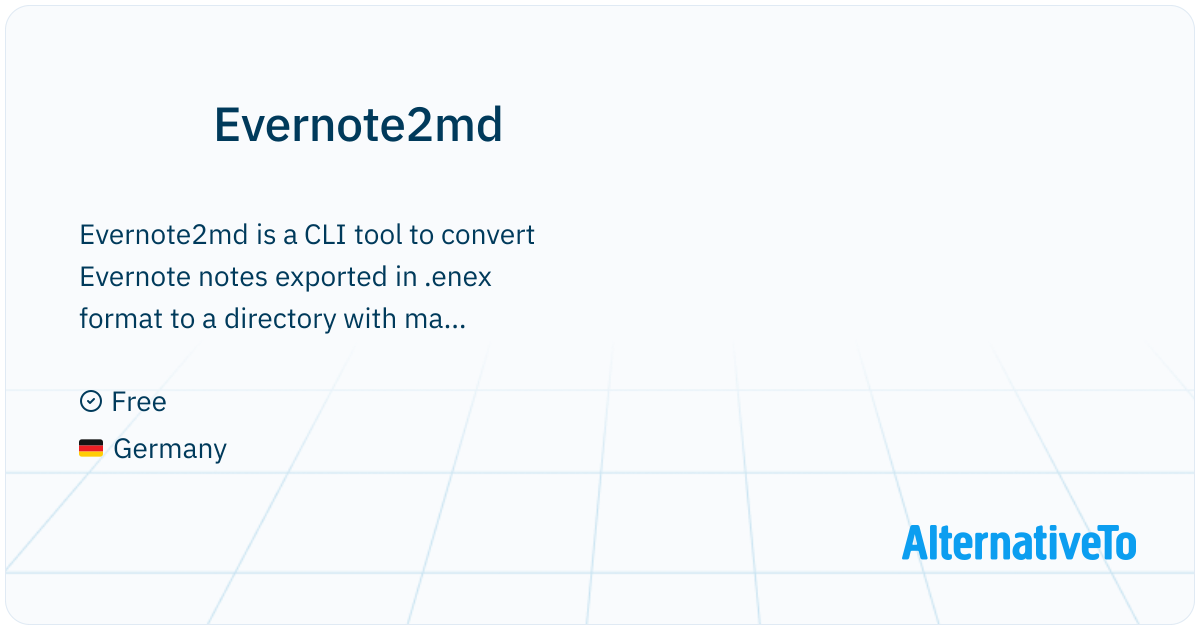 Evernote2md: Convert Evernote .enex files to Markdown | AlternativeTo