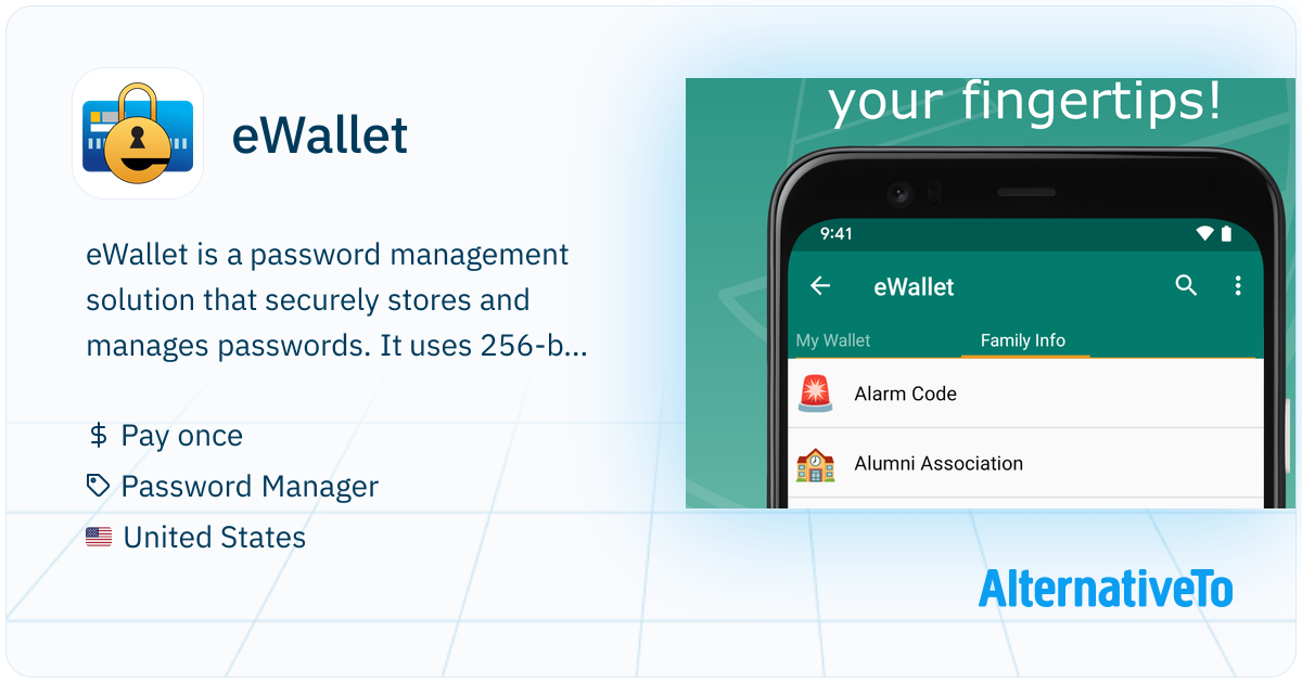 eWallet: Password and info manager with 256-bit AES, sync, and ...
