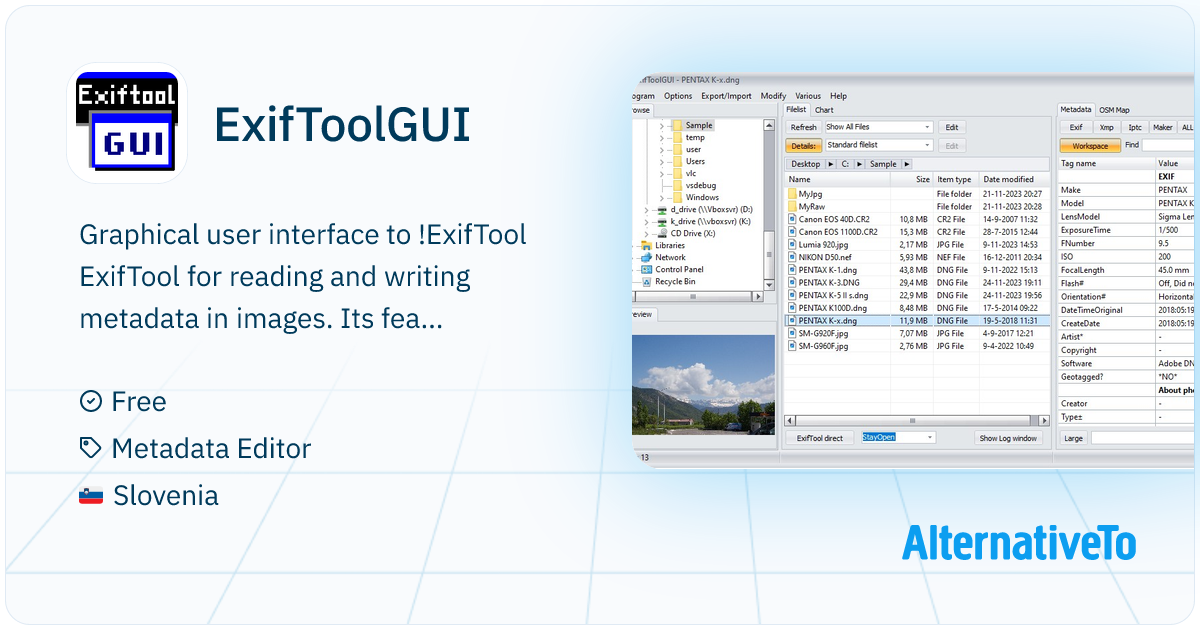 ExifToolGUI: Graphical user interface to https://alternativeto ...