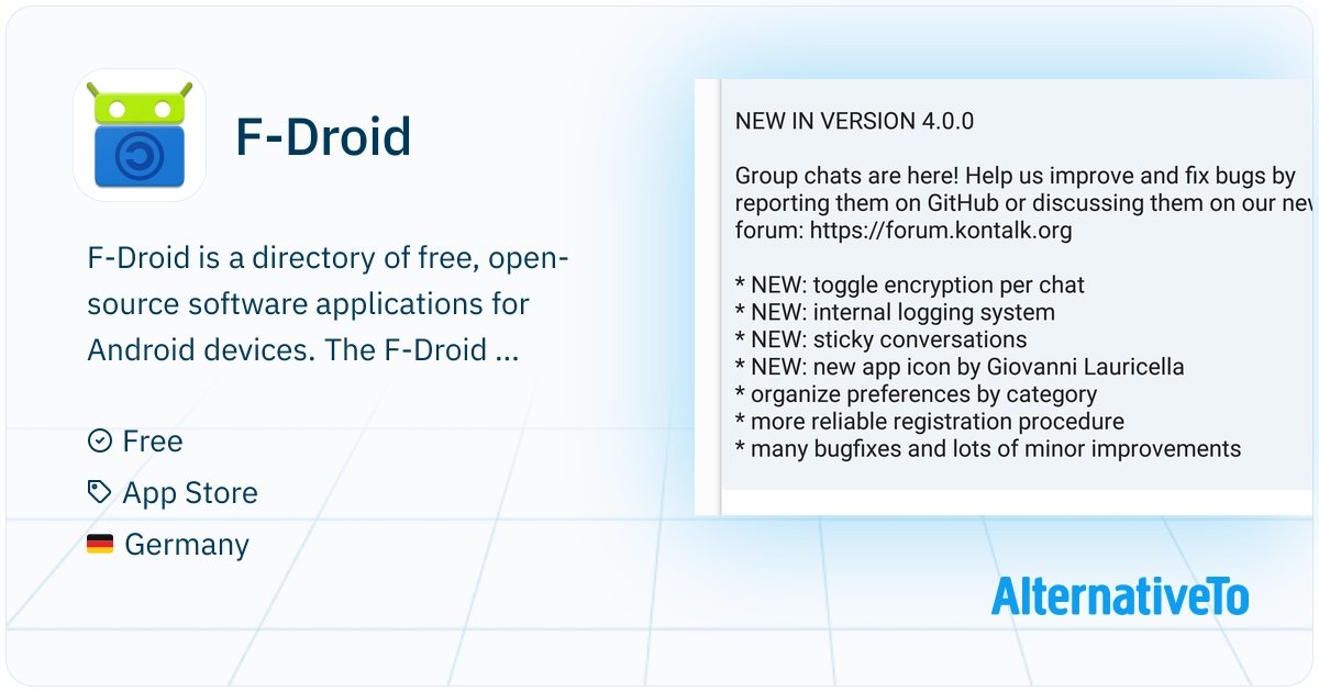 F-Droid: Browse and install FOSS Android apps, ad-free | AlternativeTo