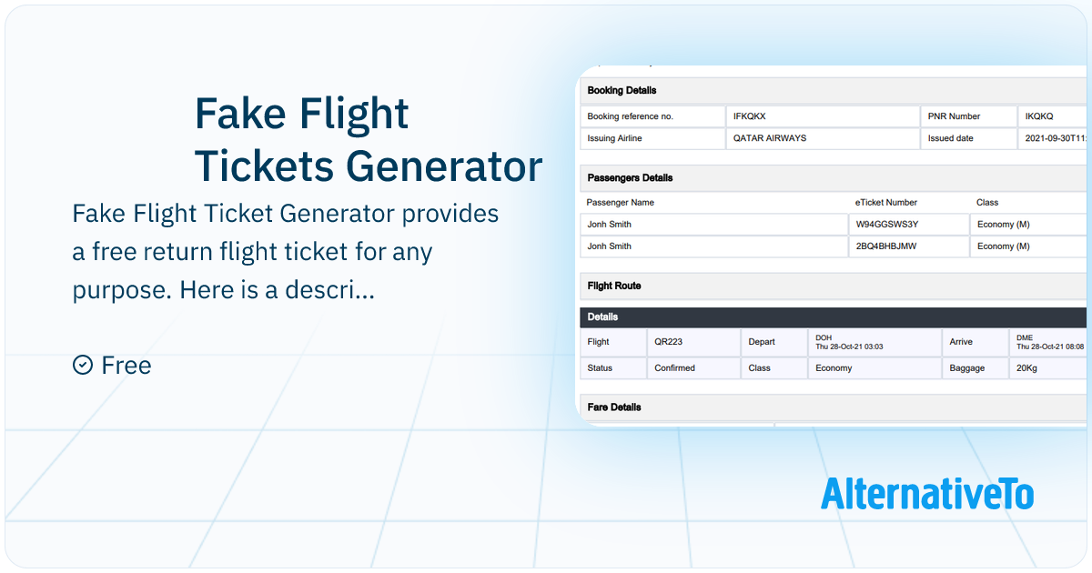 Fake Flight Tickets Generator: Use this free flight ticket generator to ...