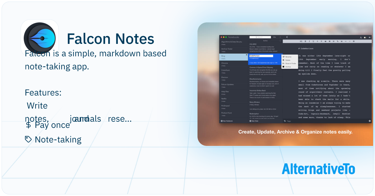 Falcon Notes: A simple, markdown based note-taking app | AlternativeTo