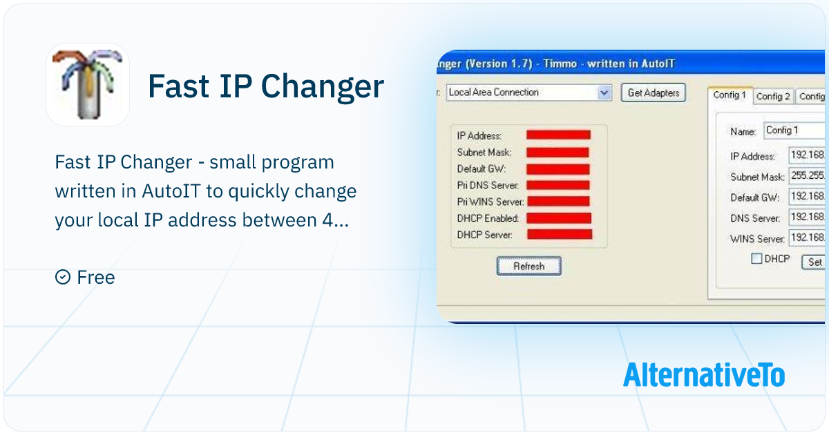 Fast IP Changer: Switch Windows IP address configs fast with portable ...