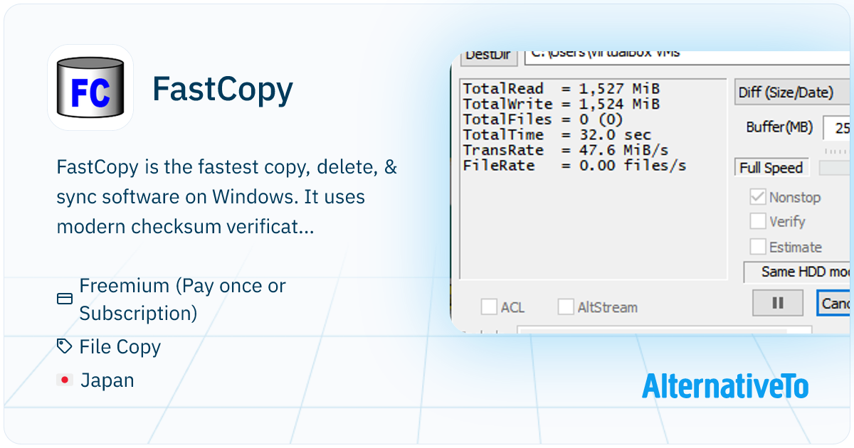 FastCopy: The fastest copy, delete, & sync | AlternativeTo