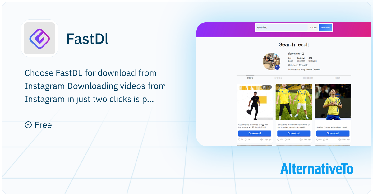 FastDl: Online web tool that helps you download Instagram Videos, Photos, Reels, and | AlternativeTo