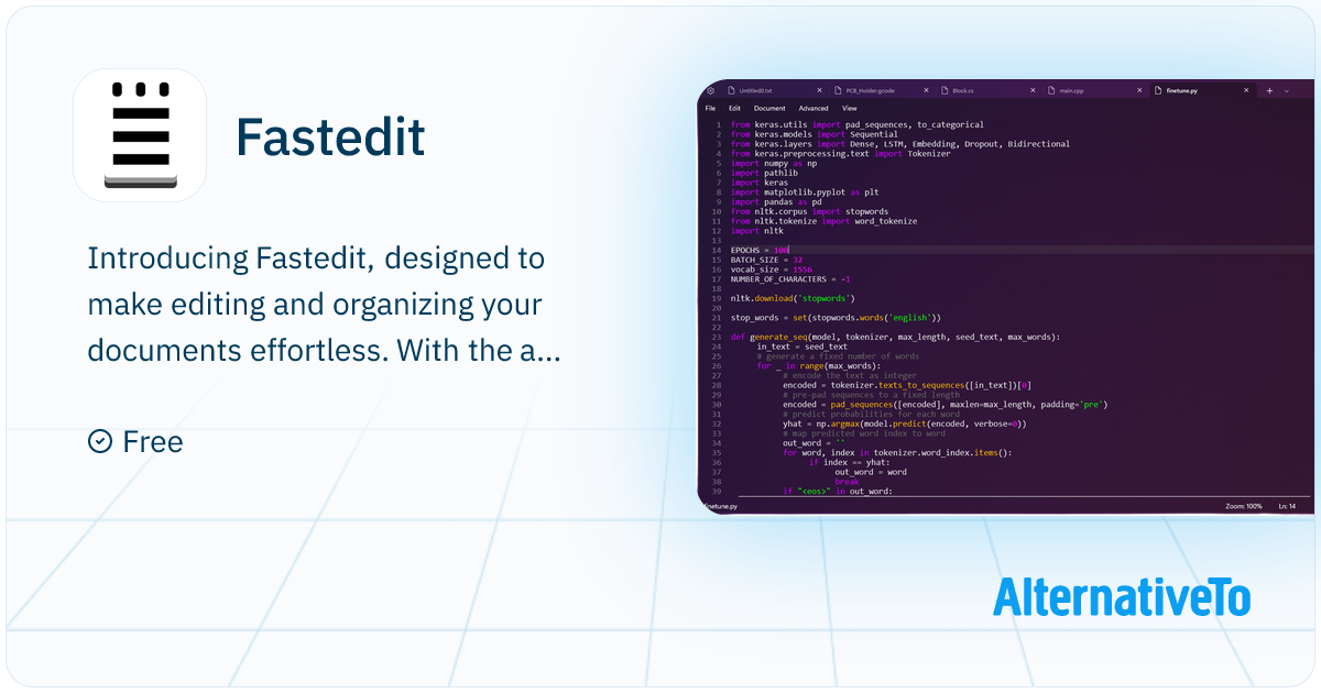 Fastedit: Lightweight and fluent text editor for Windows | AlternativeTo