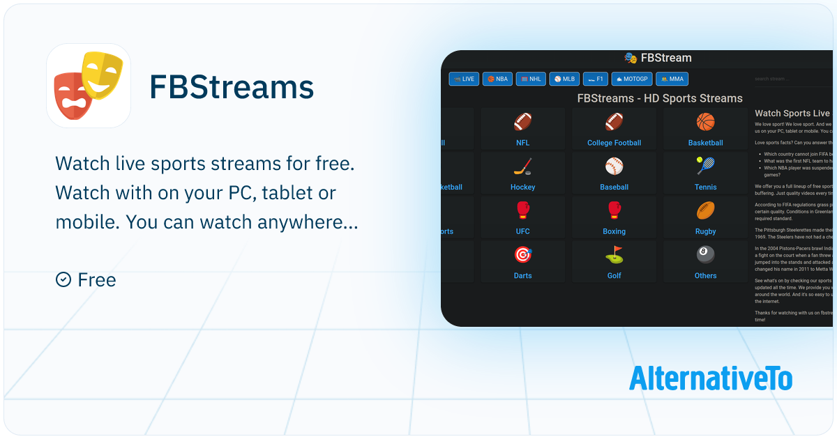 FBStreams: Watch live sports for free | AlternativeTo