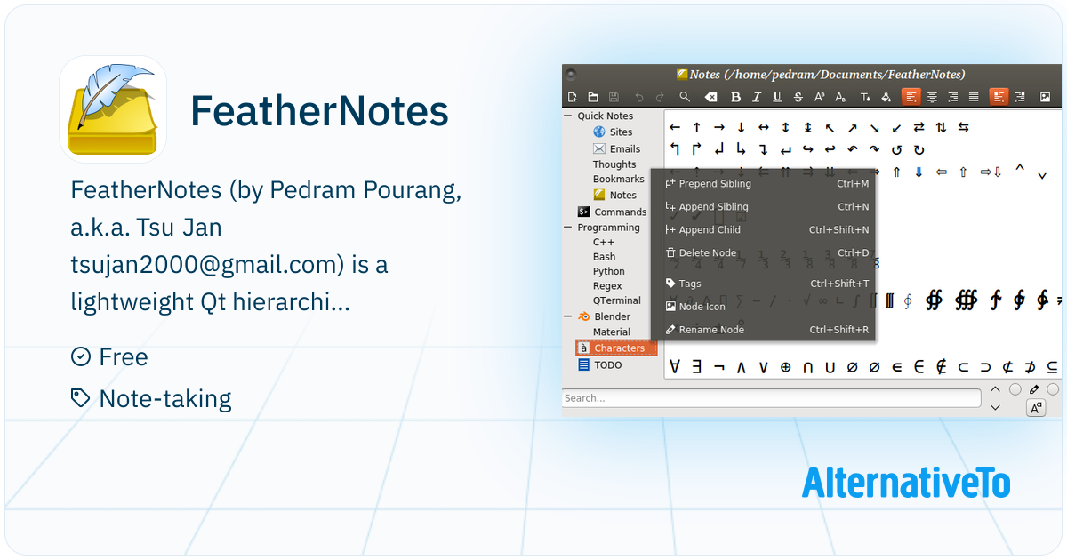 FeatherNotes : Lightweight Qt Notes-Manager for Linux | AlternativeTo