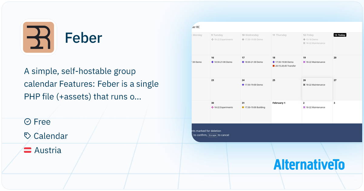 Feber: A simple, self-hostable group calendar. | AlternativeTo
