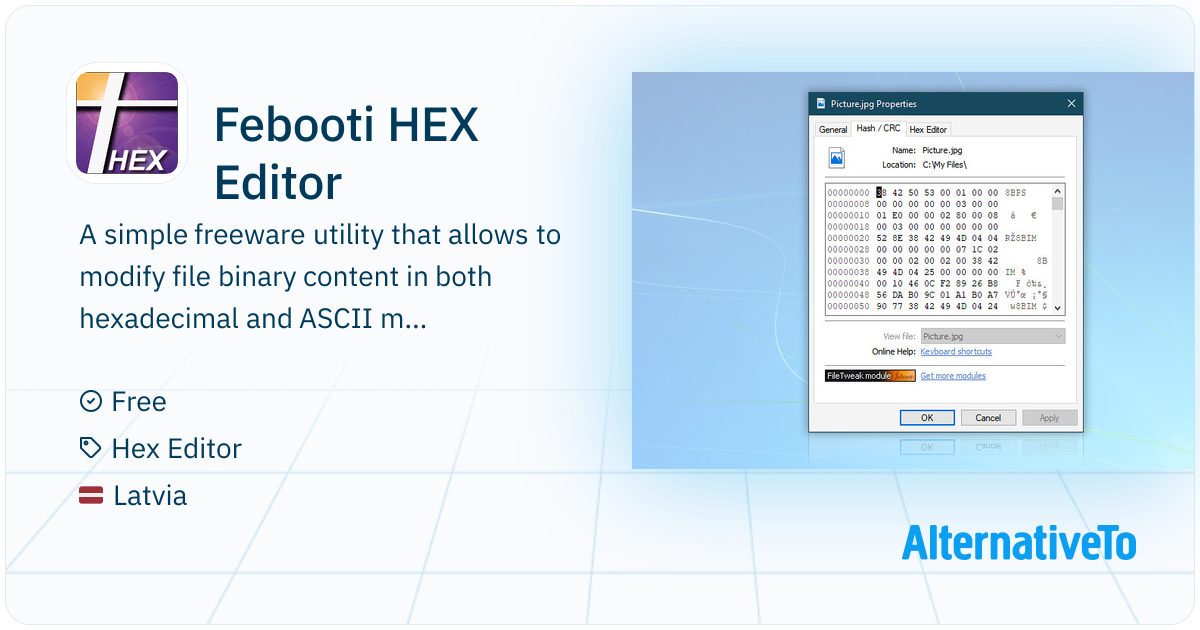 Febooti HEX Editor: A Freeware hex editor allows users to view and edit ...