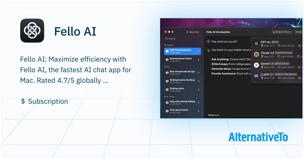 Fello AI : Fello AI: The next-level Mac chatbot, driven by top AIs such ...