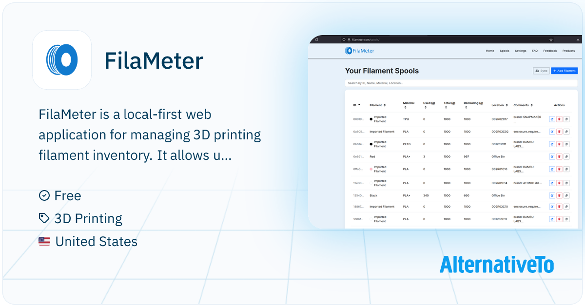 FilaMeter: Helps 3D printing enthusiasts and makers track, manage, and ...