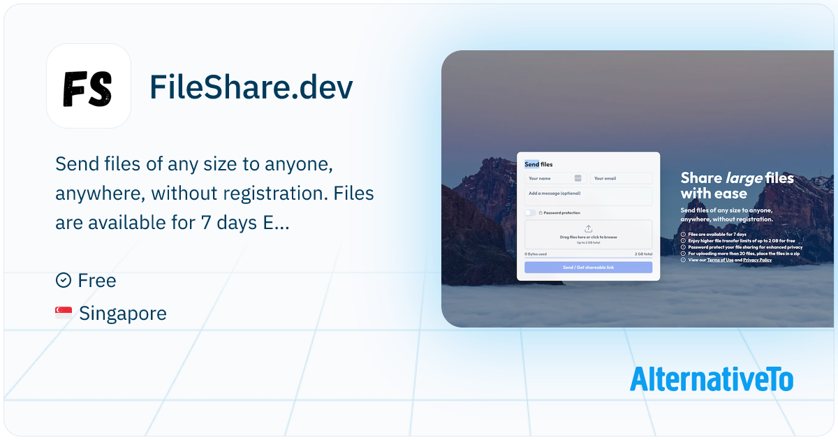 FileShare.dev: Share large files with ease | AlternativeTo