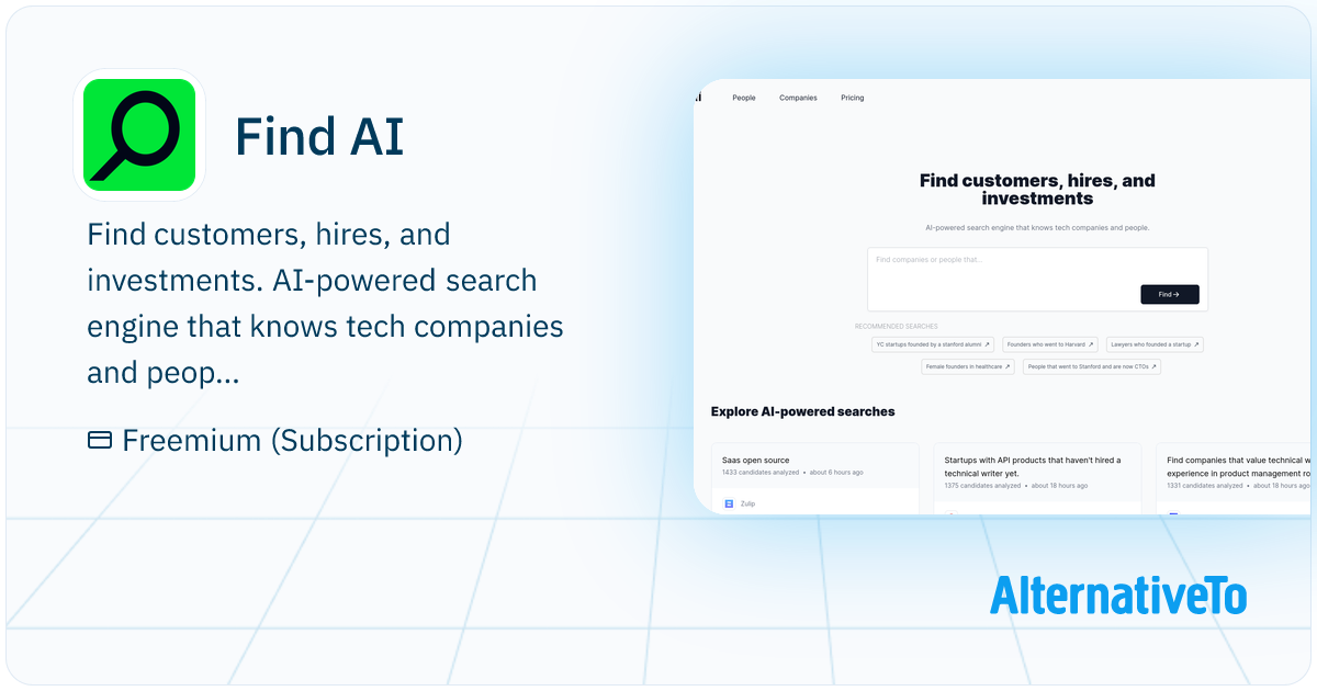 Find AI: AI-powered research search engine for finding companies and ...