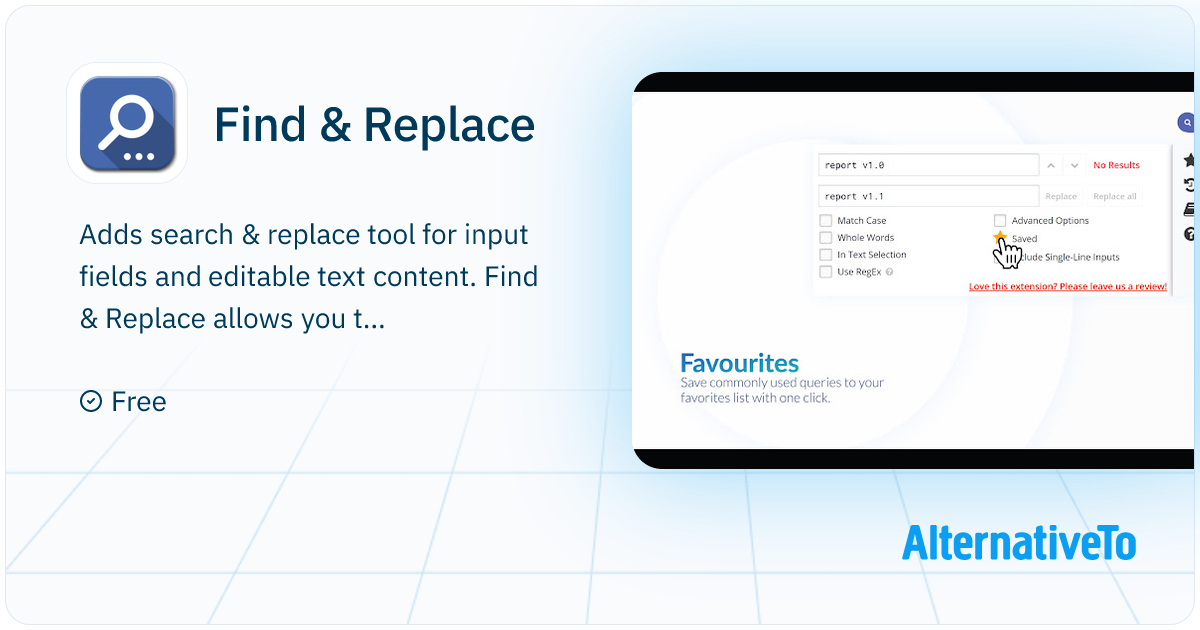 Find & Replace: Adds search & replace tool for input fields and ...