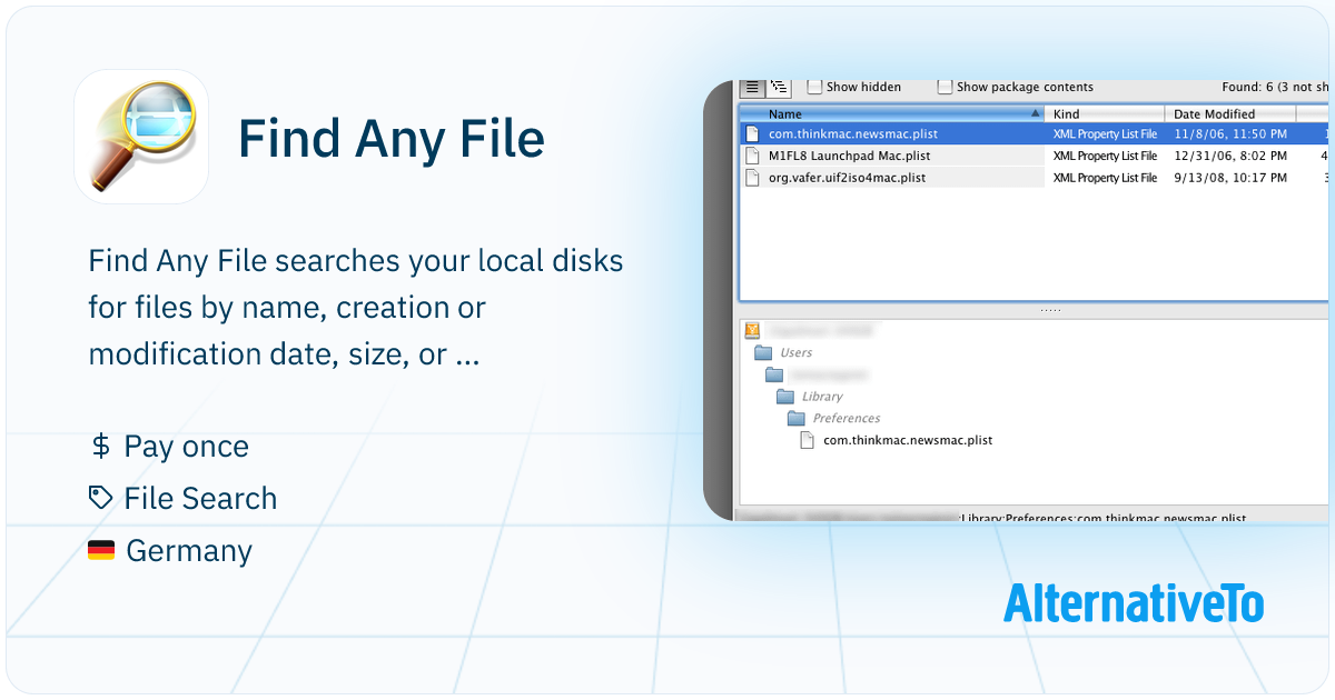 Find Any File: Program for Apple's Mac OS X that lets you search for ...